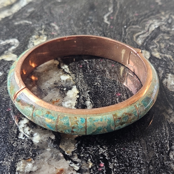 Jay King | Jewelry | Vintage Jay King Copper Turquoise Hindged Bangle ...